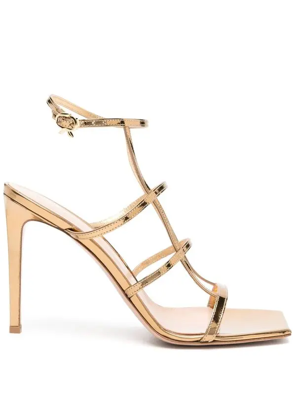 GIANVITO ROSSI Mondry 95mm Leather Sandals - Gold