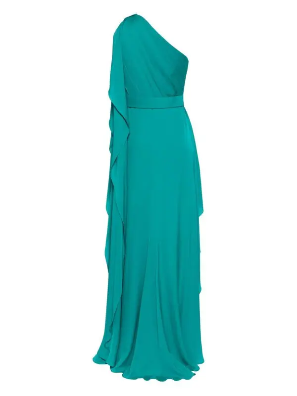 Elie Saab One-shoulder Silk Gown - Green