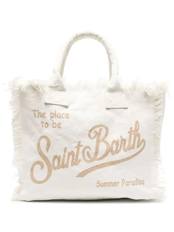 MC2 SAINT BARTH Vanity Canvas Beach Bag - White