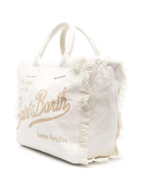 MC2 SAINT BARTH Vanity Canvas Beach Bag - White