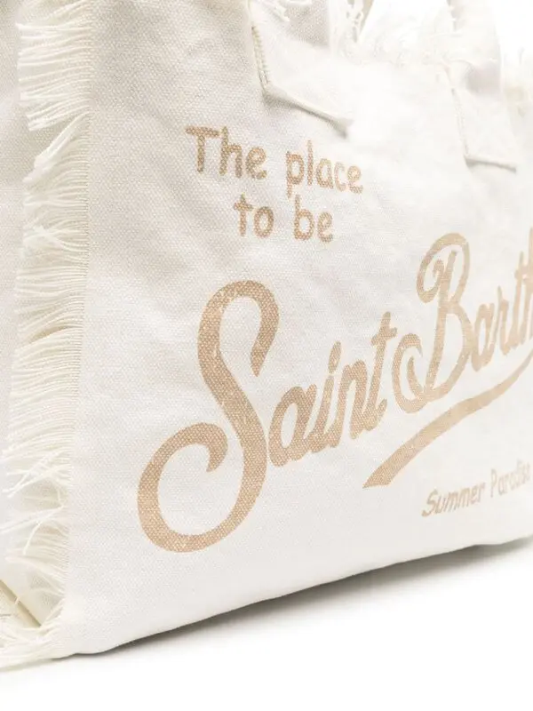 MC2 SAINT BARTH Vanity Canvas Beach Bag - White