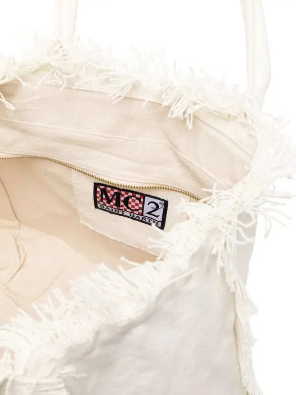 MC2 SAINT BARTH Vanity Canvas Beach Bag - White