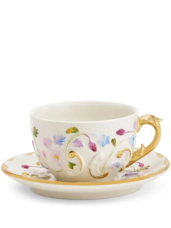 VILLARI Taormina Tea Cup And Saucer - White