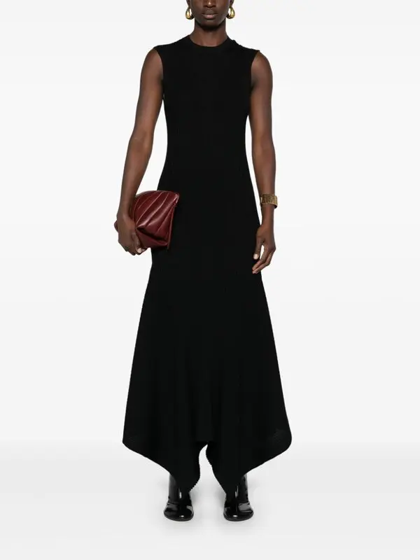 AMI Paris Godet Merino Wool Midi Dress - Black