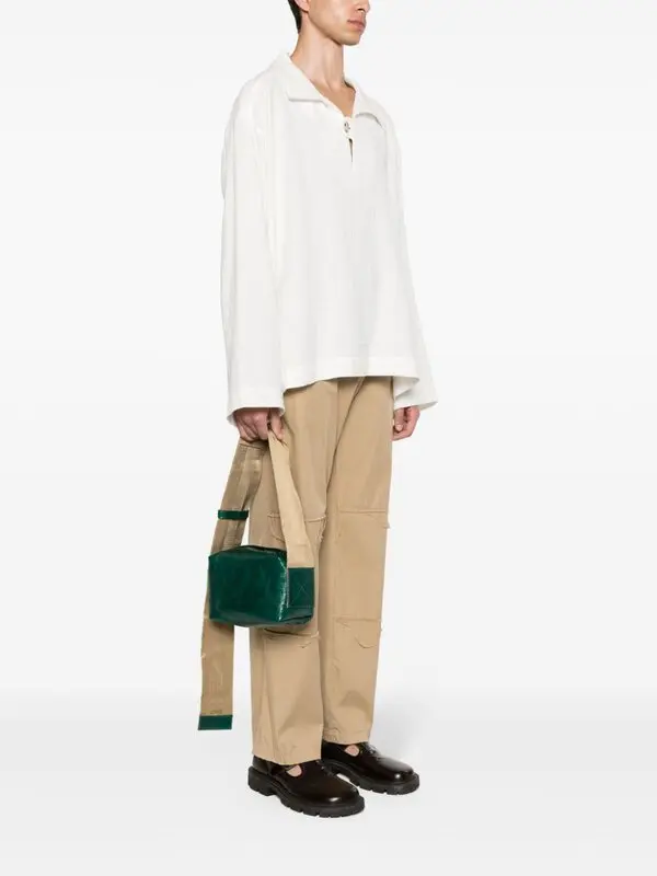 UMA WANG Logo-debossed Leather Shoulder Bag