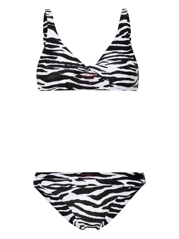 Attico Zebra-print Bikini - White