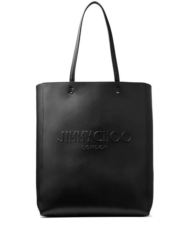 JIMMY CHOO Debossed-logo Leather Tote Bag - Black