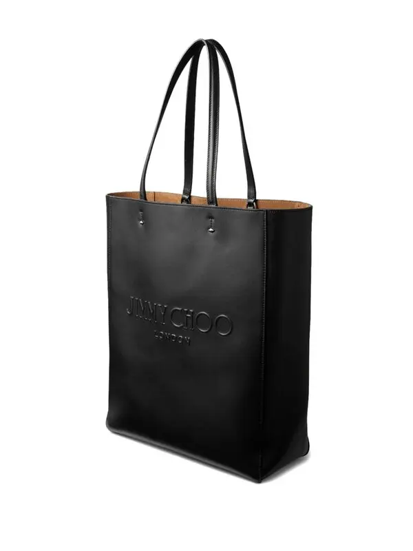 JIMMY CHOO Debossed-logo Leather Tote Bag - Black