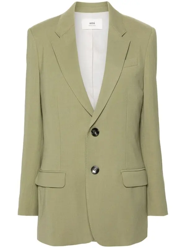 AMI Paris Single-breasted Textured Blazer - Green