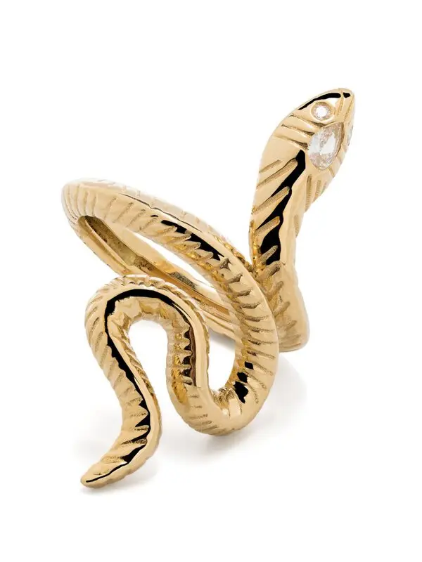Jacquie Aiche 18kt Yellow Snake Diamond Ring