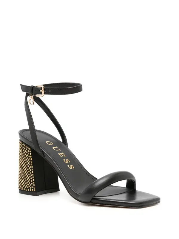 Guess Gelectra 95mm Leather Sandals - Black