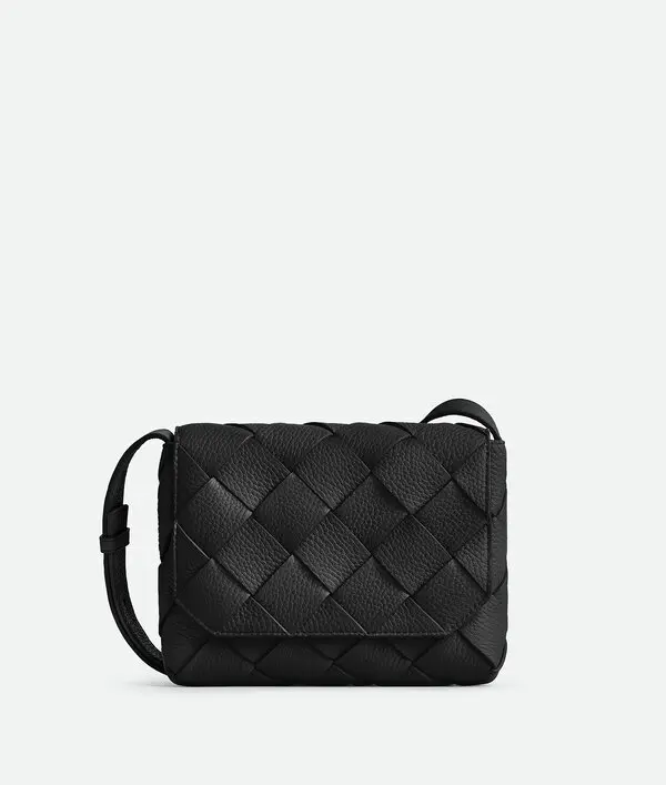 Bottega Veneta Diago Intreccio Leather Cross Body Bag - Black