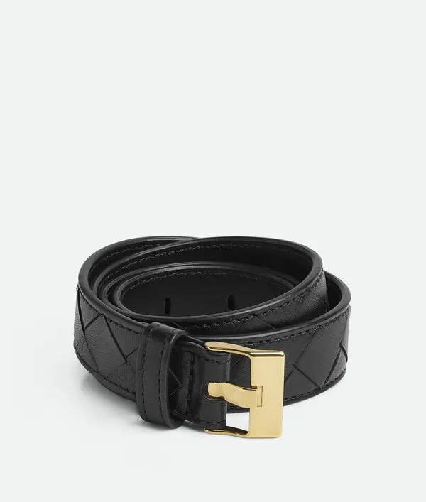 Bottega Veneta Intrecciato Nappa Leather Belt - Black