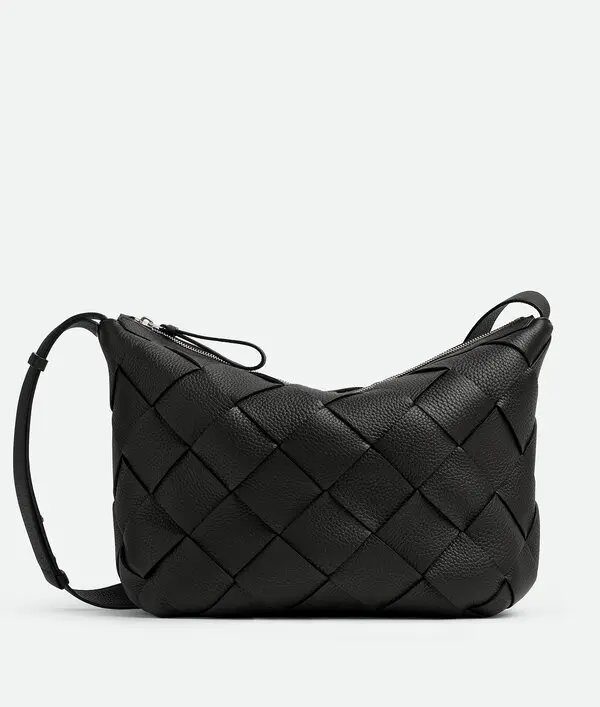 BOTTEGA  VENETA Intreccio Leather Hobo Bag - Black