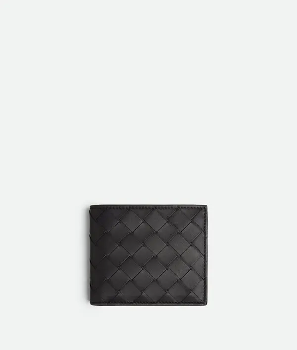 BOTTEGA  VENETA Intrecciato Bi-fold Wallet With Coin Purse - Black/grass