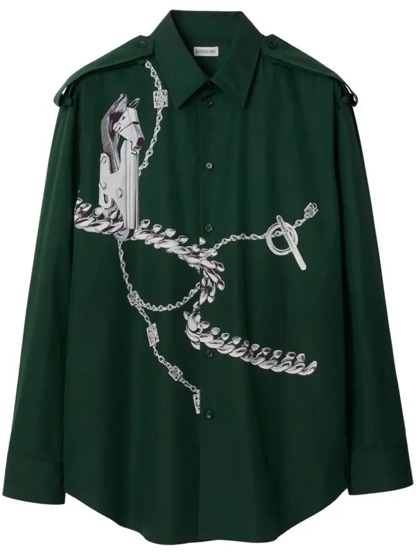 Burberry Knight Hardware Cotton Shirt - Green