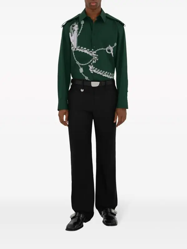 Burberry Knight Hardware Cotton Shirt - Green