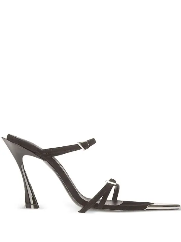 MUGLER Fang 95mm Leather Sandals - Black