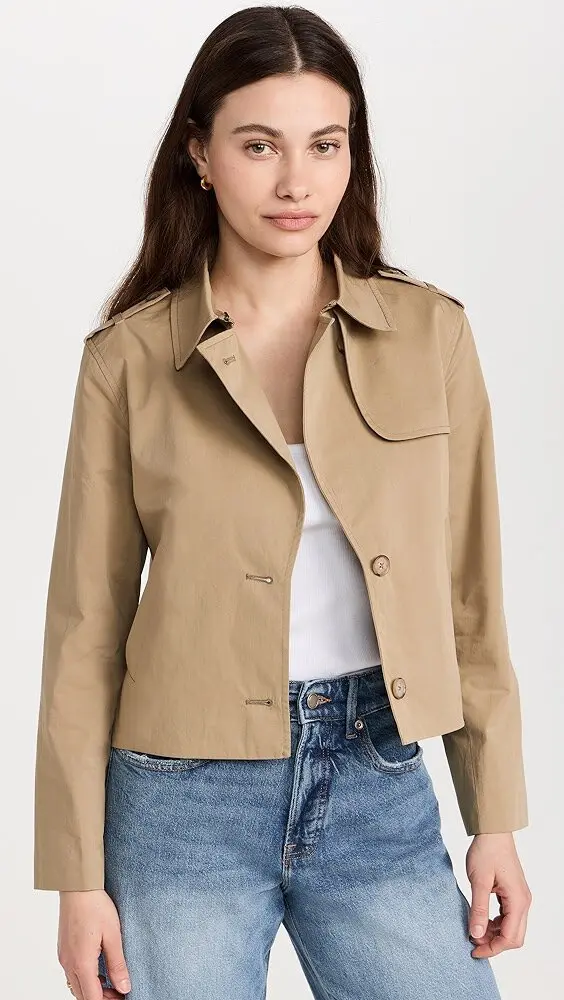 FRAME Short Trench Jacket - Khaki