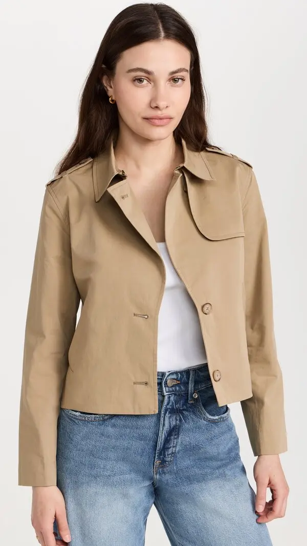 FRAME Short Trench Jacket - Khaki