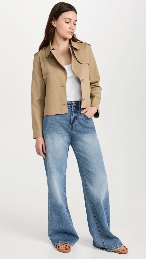 FRAME Short Trench Jacket - Khaki
