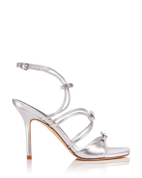 STUART WEITZMAN Tully 100 Bow Strappy Sandals - Silver