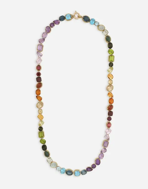 Dolce & Gabbana Rainbow Gemstone Sautoir Necklace - Gold
