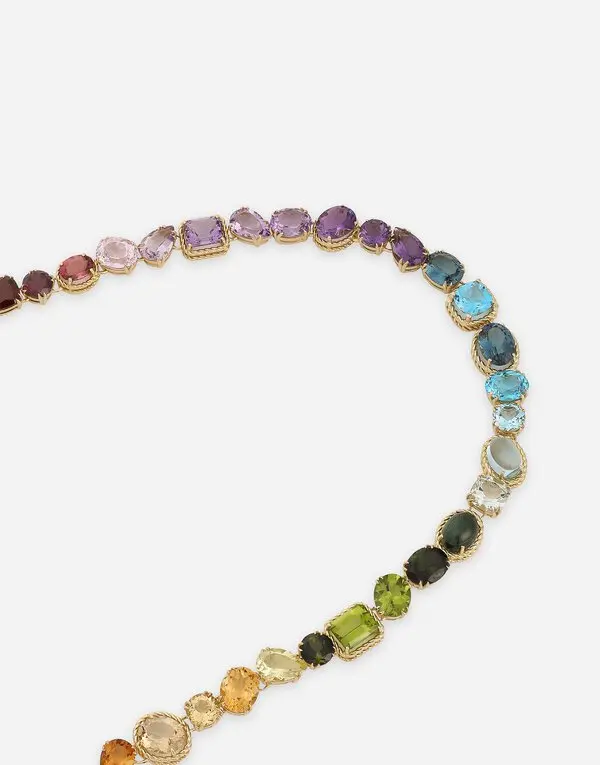 Dolce & Gabbana Rainbow Sautoir Necklace With Multicolored Gems - Gold