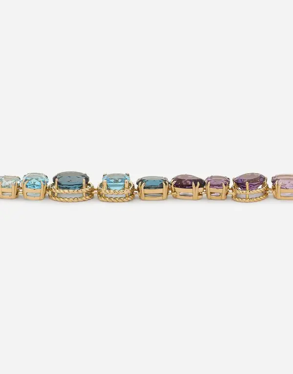 Dolce & Gabbana Rainbow Sautoir Necklace With Multicolored Gems - Gold