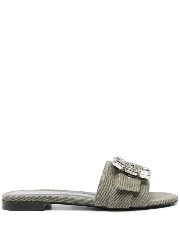 Roberto Festa Crystal-buckle Denim Slippers