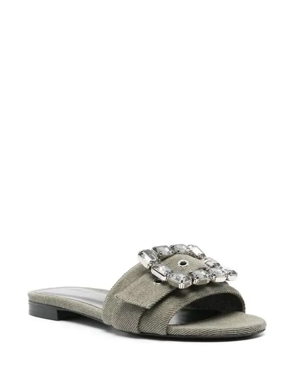 Roberto Festa Crystal-buckle Denim Slippers