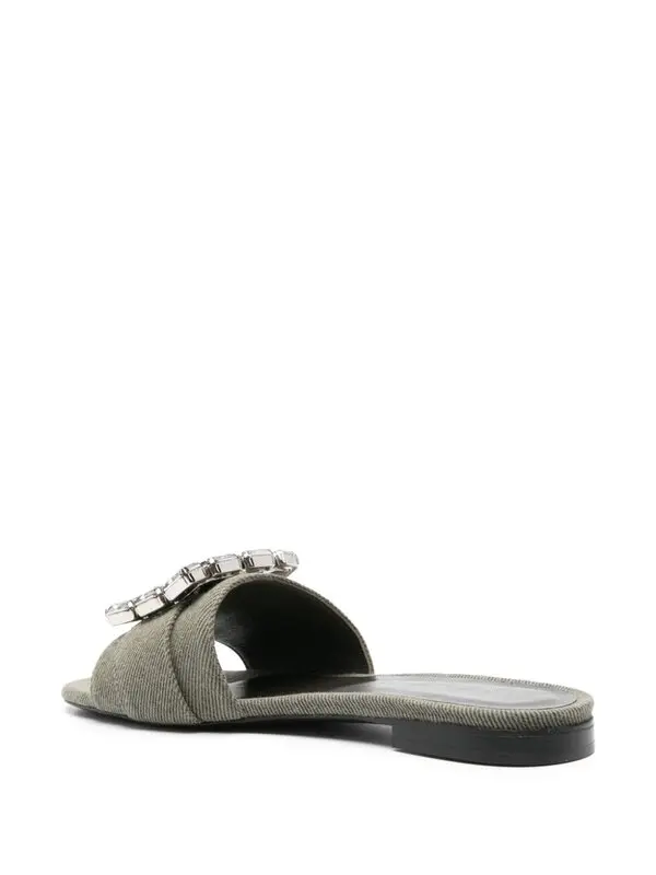 Roberto Festa Crystal-buckle Denim Slippers