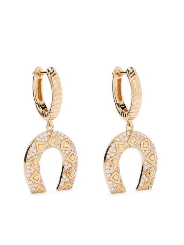Harwell Godfrey 18kt Yellow Horseshoe Diamond Drop Earrings - Gold