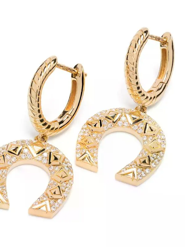 Harwell Godfrey 18kt Yellow Horseshoe Diamond Drop Earrings - Gold
