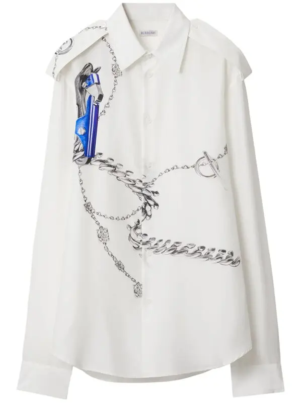Burberry Knight Hardware-print Shirt - White