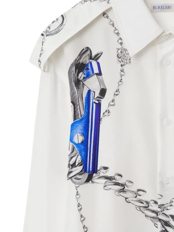 Burberry Knight Hardware-print Shirt - White