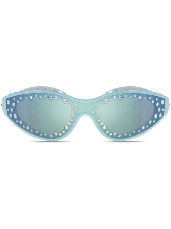 SWAROVSKI Crystal-embellished Goggle-frame Sunglasses - Blue