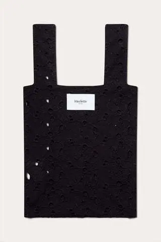 Merlette Eyelet Cotton Tote Bag - Black