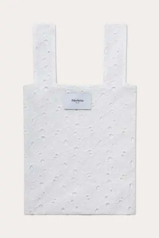 Merlette Eyelet Cotton Tote Bag - White
