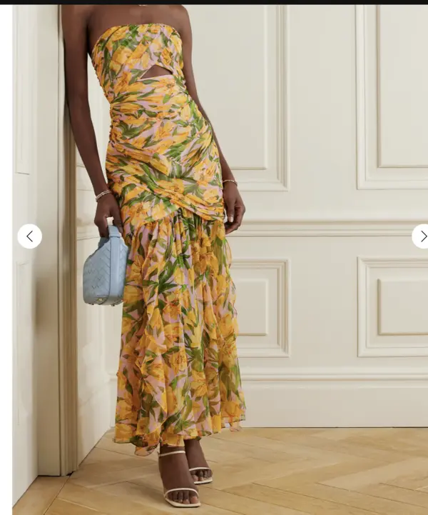Carolina Herrera Strapless Draped Cutout -print Silk-chiffon Gown