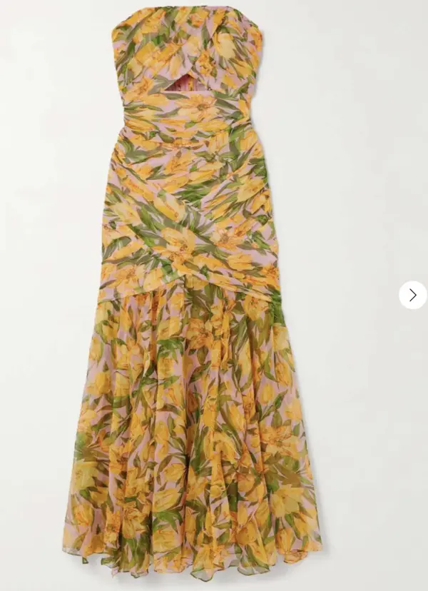 Carolina Herrera Strapless Draped Cutout -print Silk-chiffon Gown