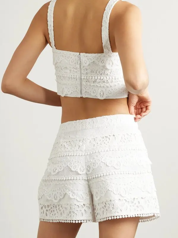 Carolina Herrera Broderie Anglaise Cotton Shorts