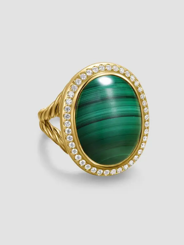David Yurman Albion Oval Ring In 18k Yellow Gold - Malachite