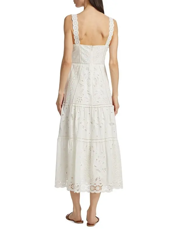 farm rio cotton eyelet bustier midi-dress Farm Rio Cotton Eyelet Bustier Midi-Dress In Off White - 60% Off