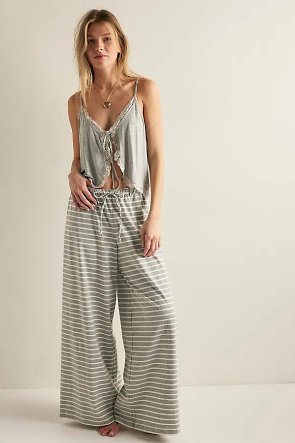 Free People Intimately Out And About Lounge Pants - Light Grey Combo