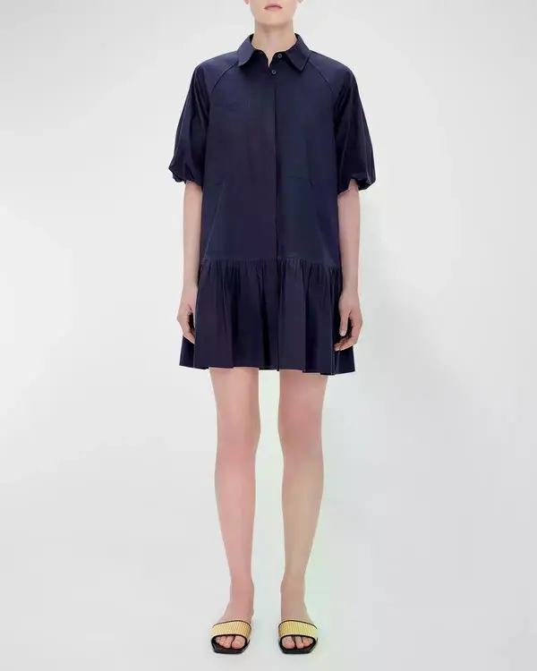 Simkhai Crissy Poplin Mini Shirtdress - Midnight