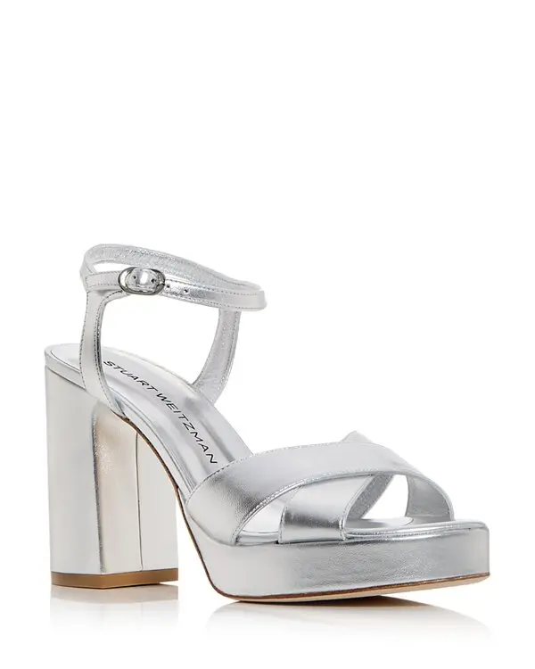 STUART WEITZMAN Dayna Platform Sandals - Silver