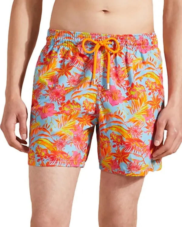 Vilebrequin Moorea Tahiti Flowers Print 7" Swim Trunks - Santorin B