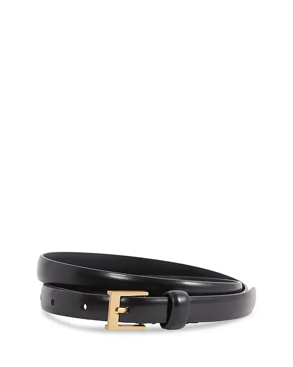REISS Holly Skinny Waist Buckle Belt - Black