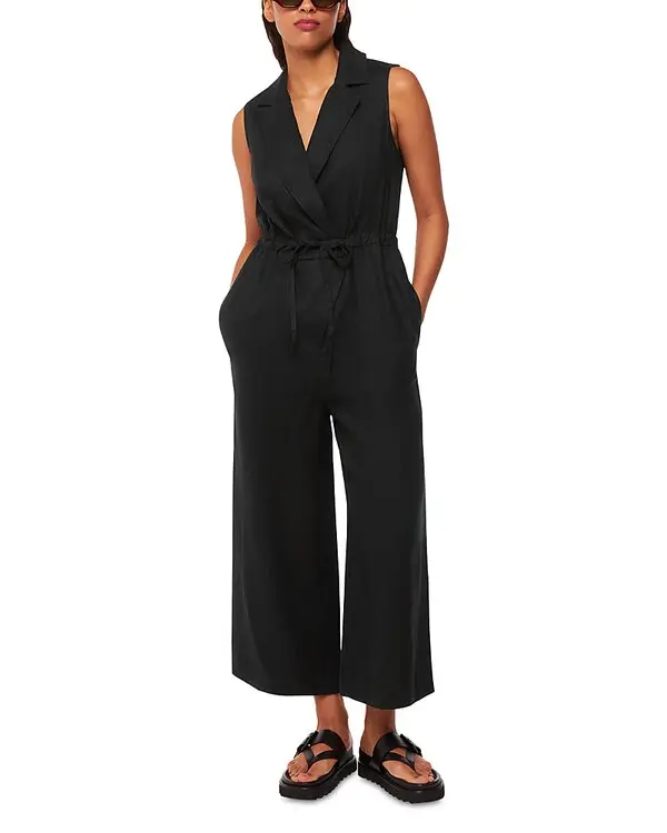 Whistles Bella Linen Wrap Jumpsuit - Black